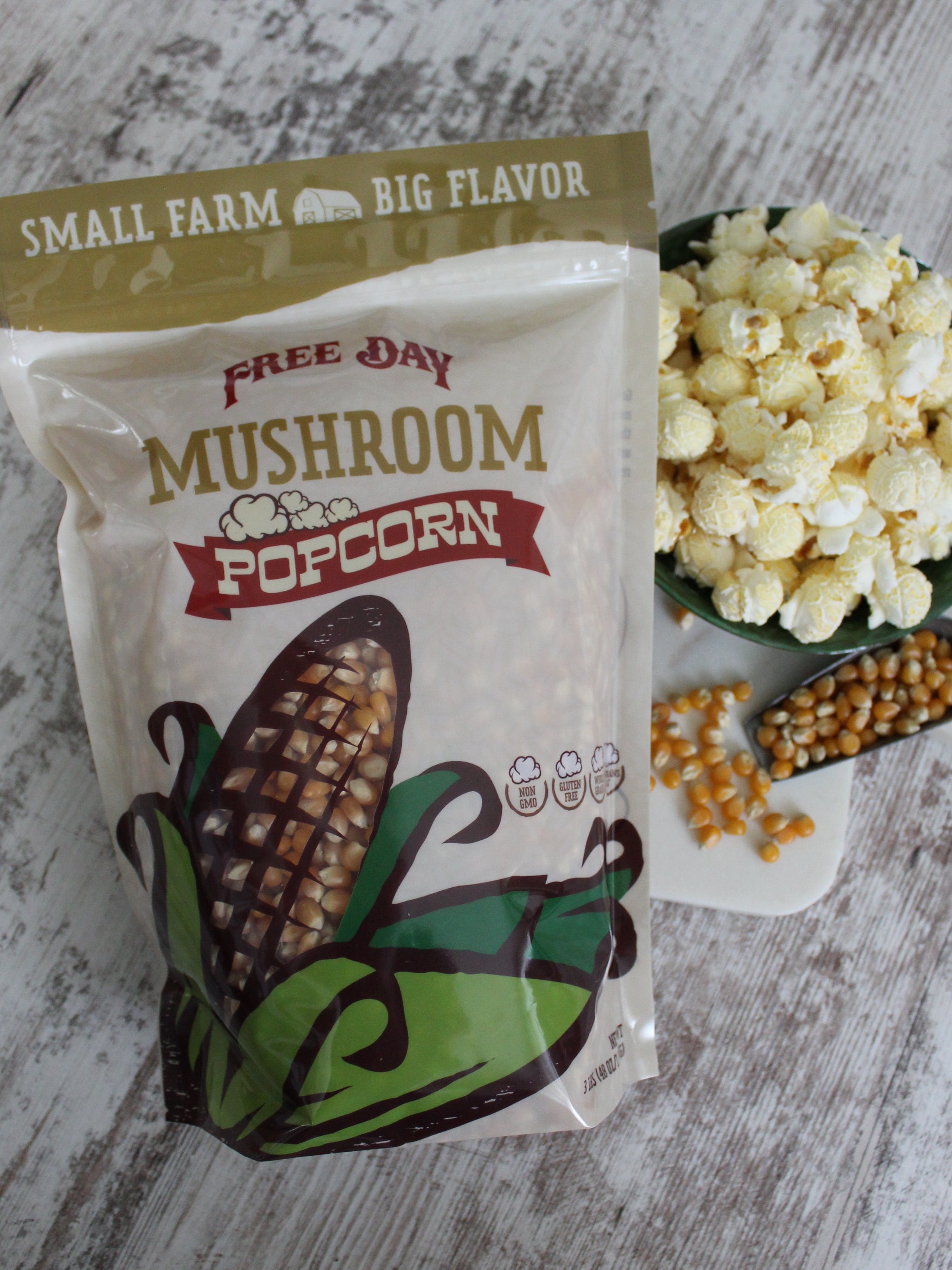 Mushroom Popcorn, 3 lb (48 oz) pouch – Free Day Popcorn Company