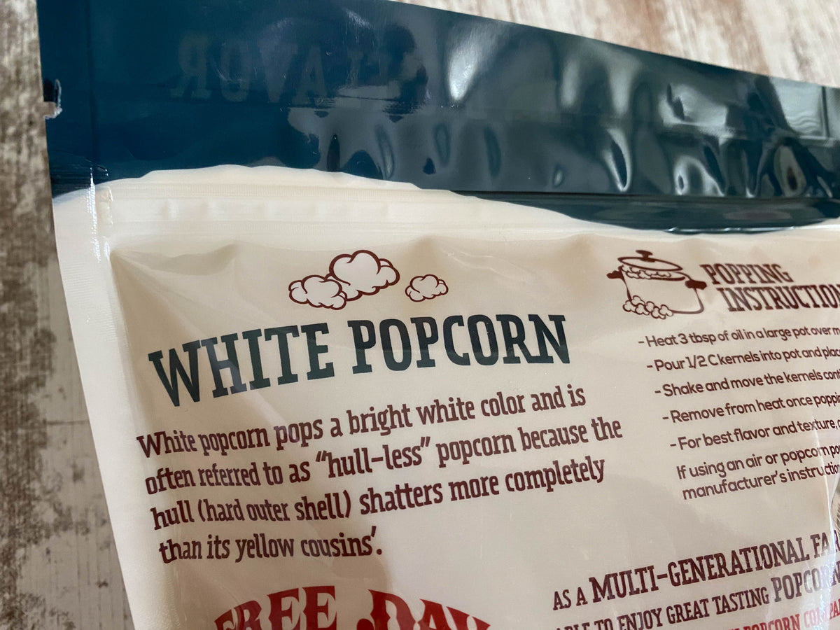 White Butterfly Popcorn, 3 lb (48 oz) pouch – Free Day Popcorn Company